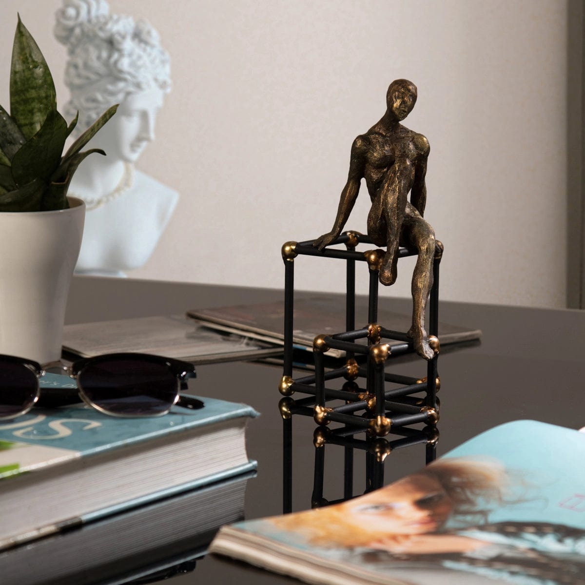 Gym Man on Cube Showpiece – Strength and Serenity in Art