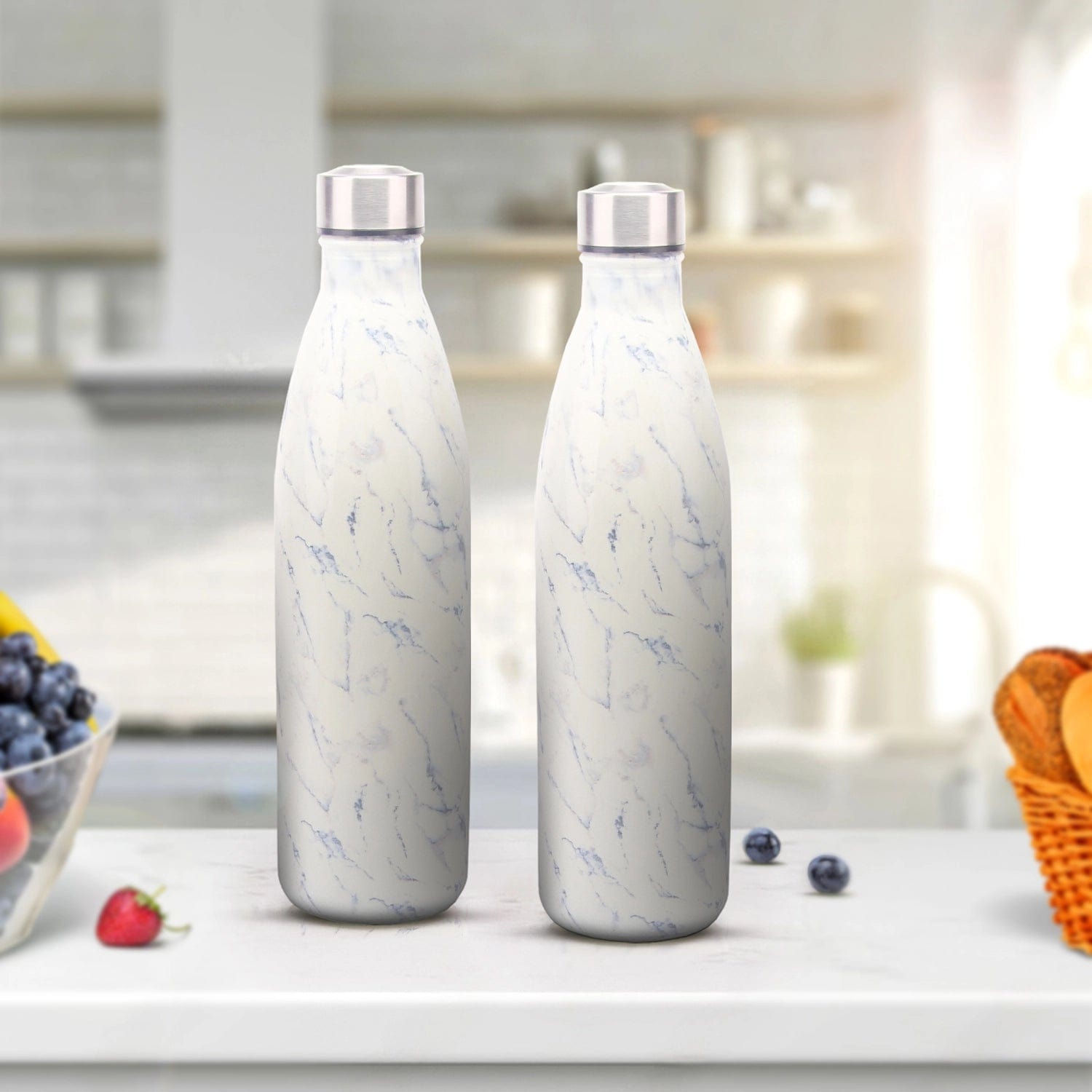 Decorative Glass Bottle 1000ml | 2pcs Set | White