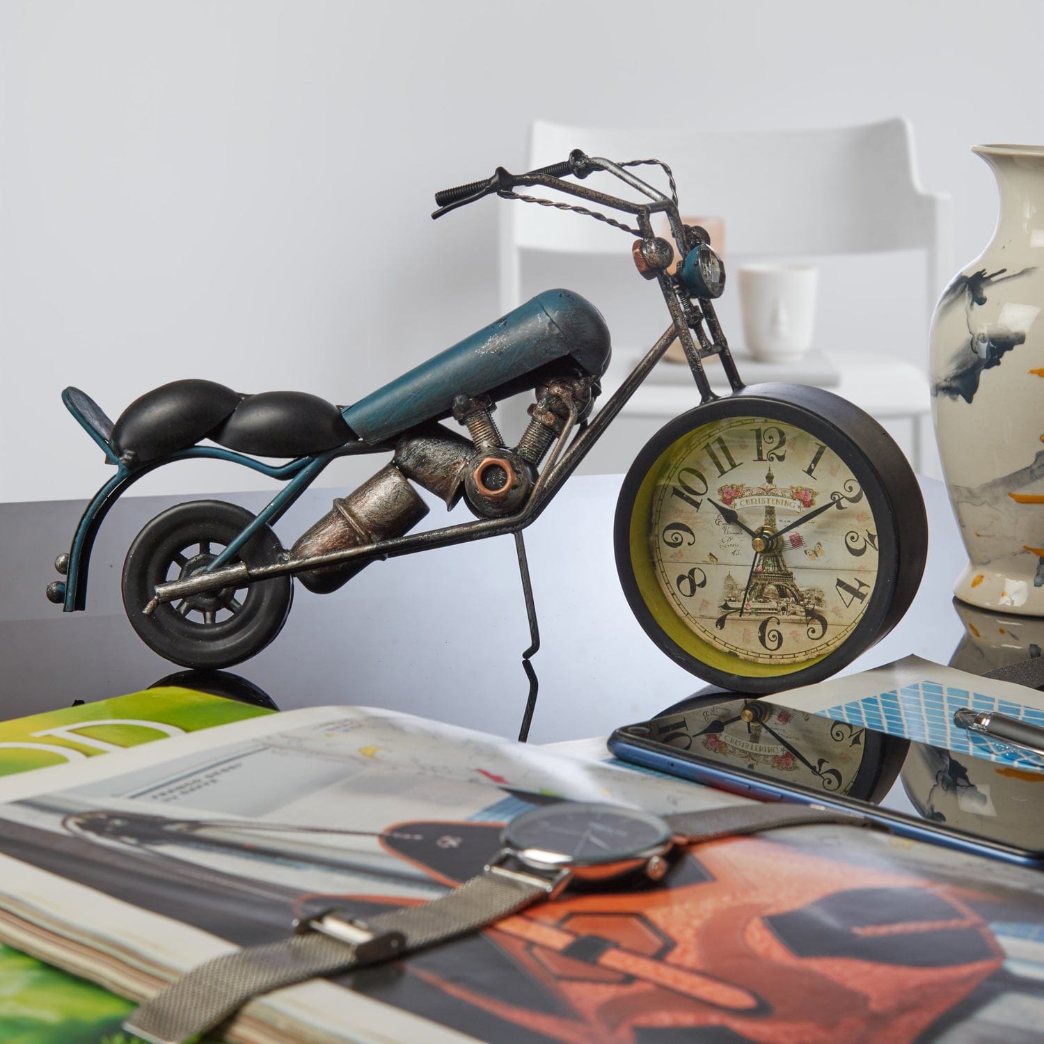 Metal Bike Clock – Unique Table Clock for Bike Lovers
