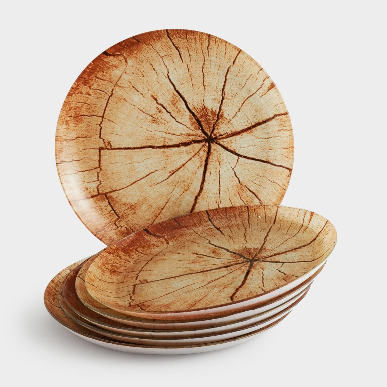 Designer Glass Dinner Plate - Tree Trunk | 6pcs set
