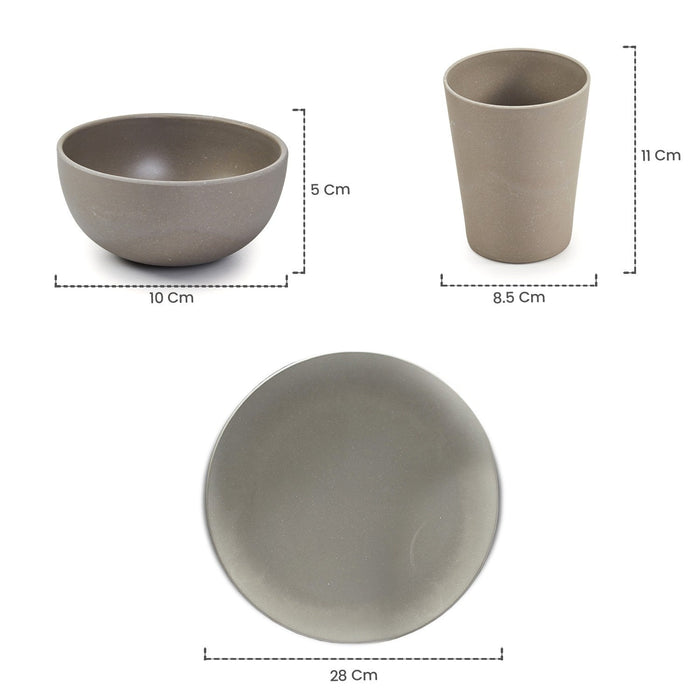Bamboo Fibre Dinner Set | 12pcs Set | Cement Design