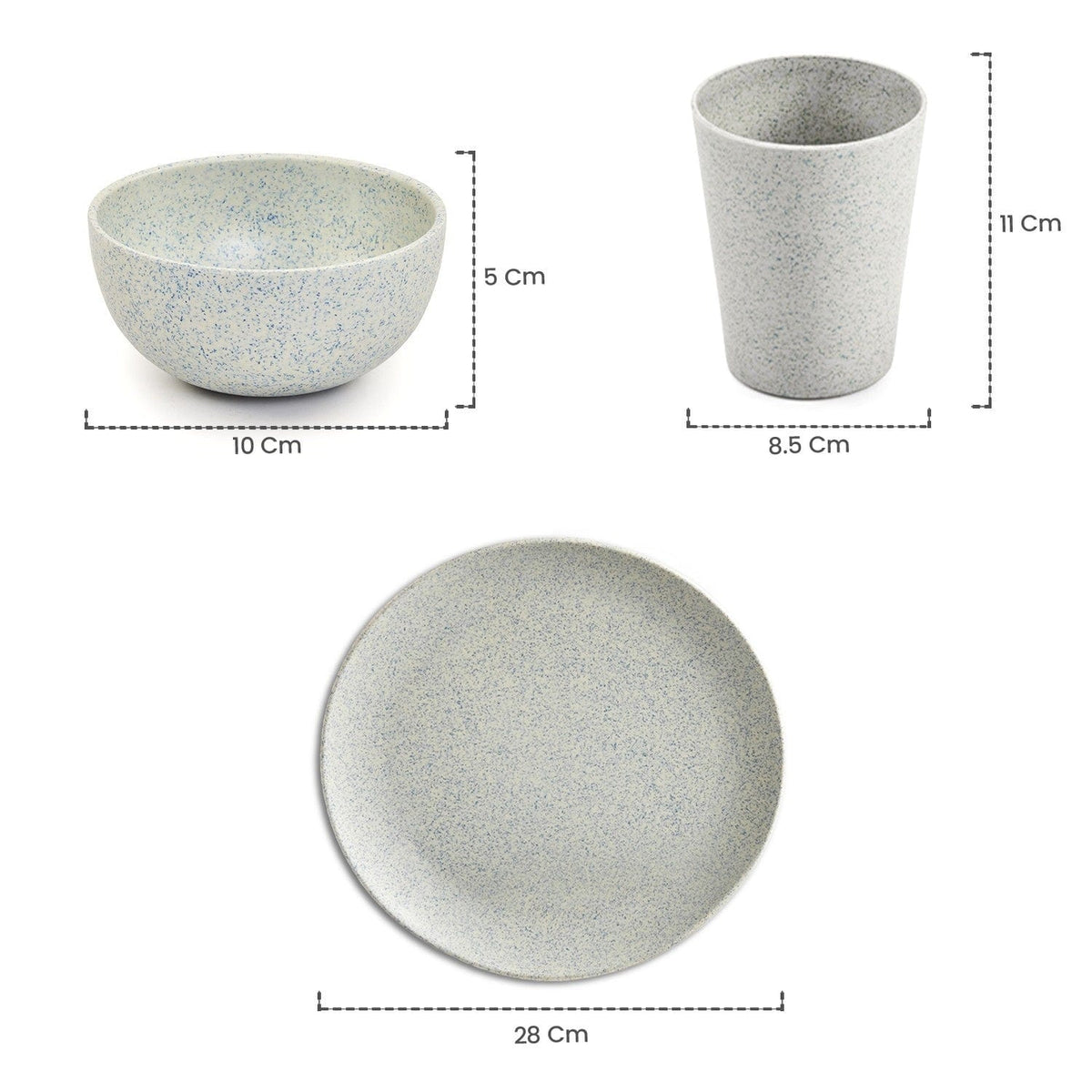 Eco-friendly Bamboo Fibre Dinner Set | 12pcs Set | Stonewash Design