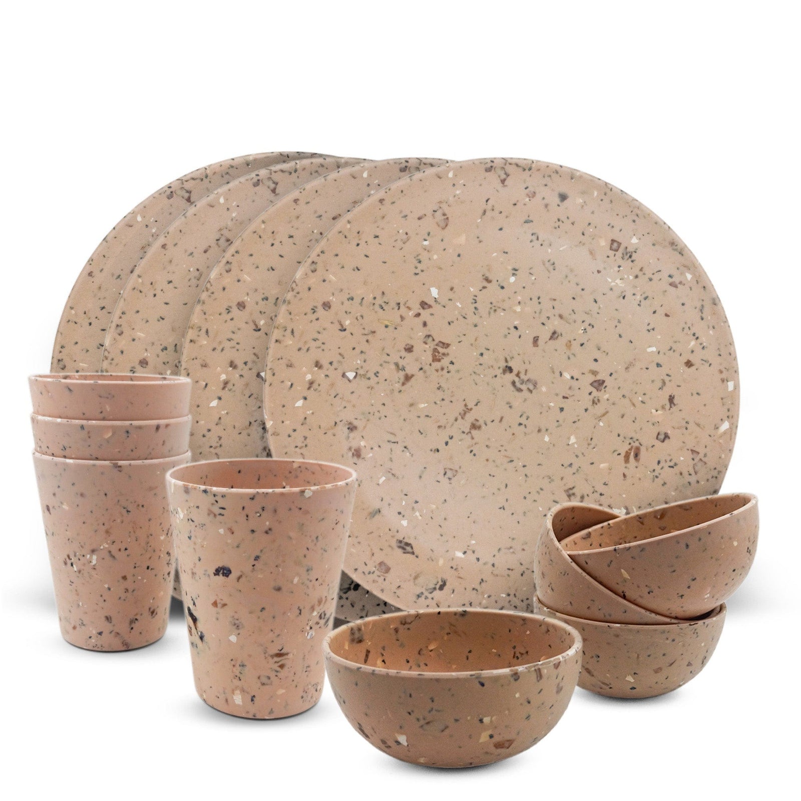 Bamboo Fibre Dinner Set | 12pcs Set | Walnut Design