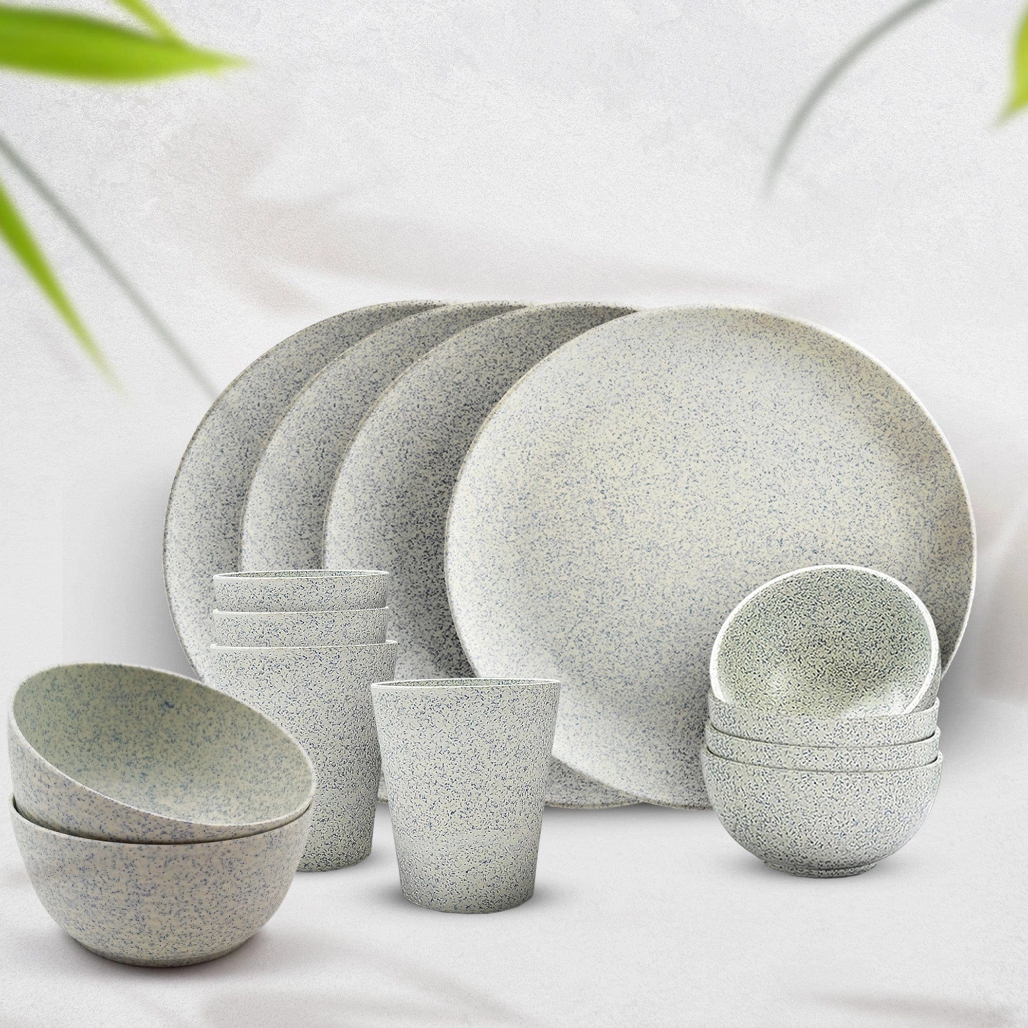 Bamboo Fibre Dinner Set | 14pcs Set | Stonewash Design