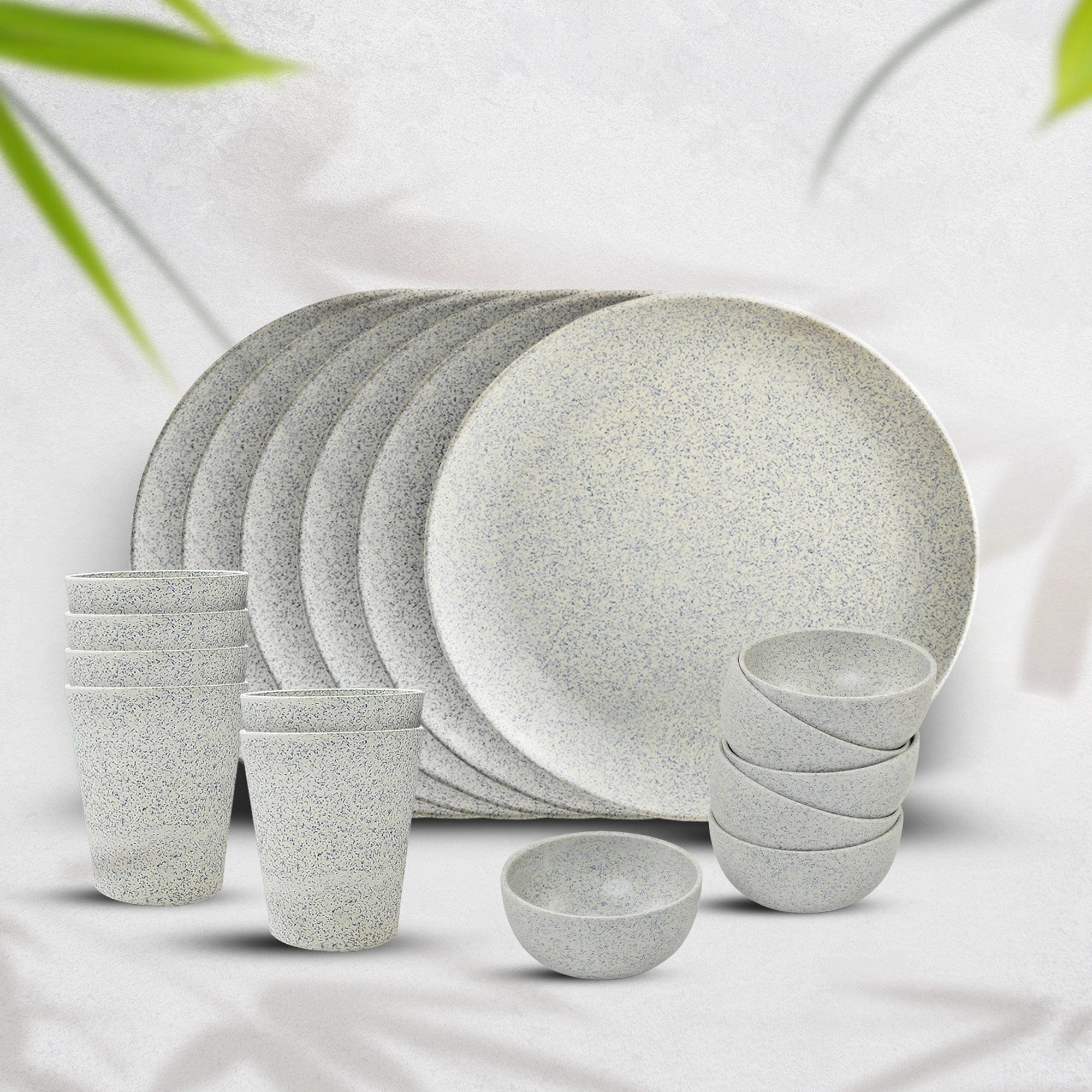 Bamboo Fibre Dinner Set | 18pcs Set | Stonewash Design