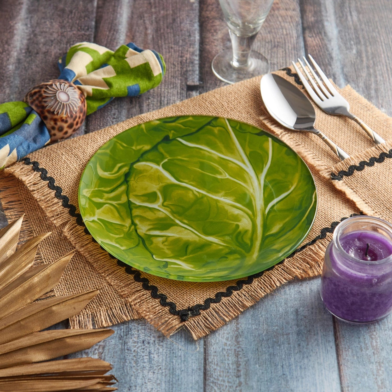 Designer Glass Snack Plate - Cabbage | 6pcs set