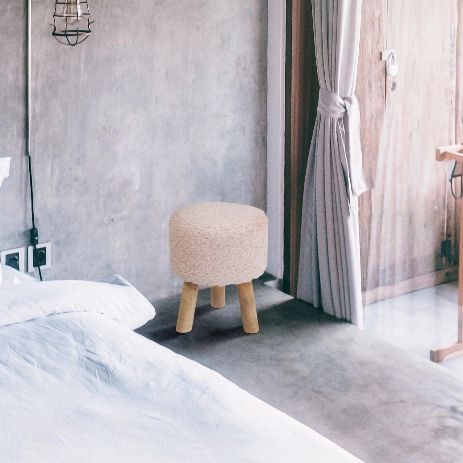 Compact Velvet Pouffe Stool – Elegant Accent for Small Spaces